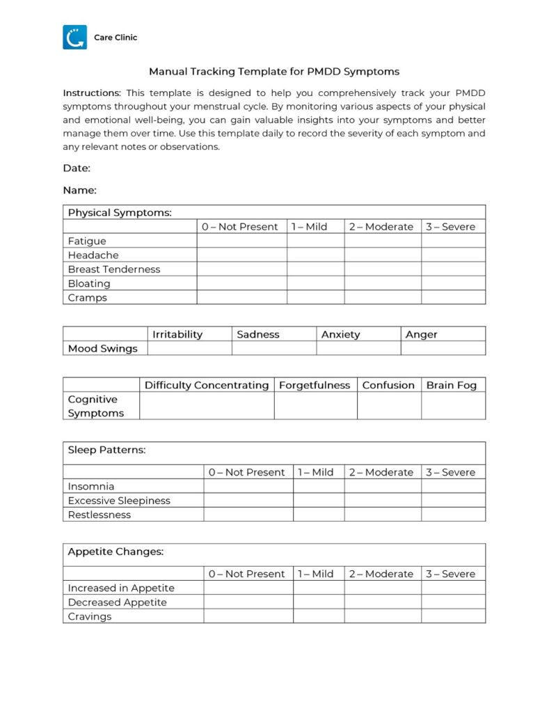 PMDD Symptom Tracker - Premenstrual Dysphoric Disorder