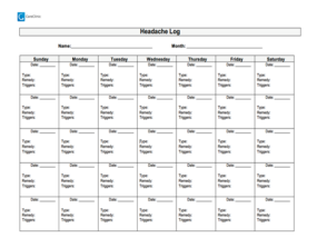 Headache Diary: Printable PDF, Template and App