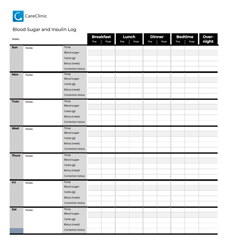 Printable Blood Sugar Log Free PDF Sheets To Track Glucose Printable Blood Sugar Log Free PDF Sheets To Track Glucose